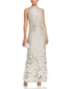 Eliza J Halter Column Gown
