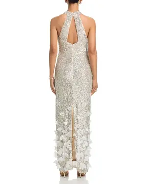 Eliza J Halter Column Gown