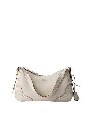 Prada Aimee Large Leather Shoulder Bag - Neutral