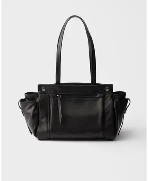 Prada Large Leather Tote Bag - Black