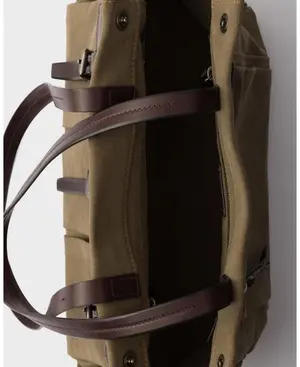 Prada Route Large Canvas And Leather Tote Bag - Green