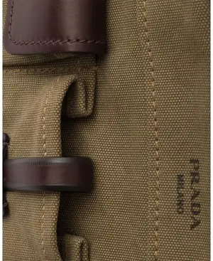 Prada Route Large Canvas And Leather Tote Bag - Green