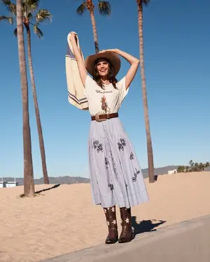 The Great. X Stetson Midi Skirt - Chambray