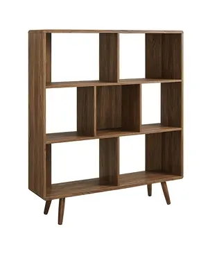 MODWAY Transmit 7 Shelf Wood Grain Bookcase - Walnut