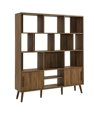 MODWAY Transmit 59 Bookcase With Sliding Doors Walnut