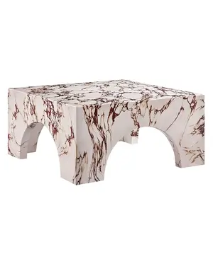 MODWAY Valen Indoor Outdoor Patio Arched Concrete Coffee Table - Red Marble