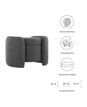 MODWAY Nebula Boucle Upholstered Ottoman - Charcoal
