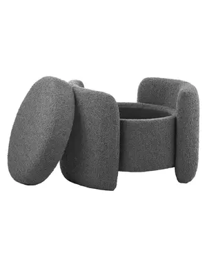 MODWAY Nebula Boucle Upholstered Ottoman - Charcoal