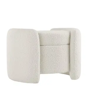 MODWAY Nebula Boucle Upholstered Ottoman - Ivory