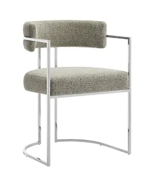 MODWAY Huron Curved Back Fabric And Metal Dining Accent Chair - Silver Wheat