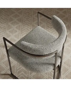 MODWAY Huron Curved Back Fabric And Metal Dining Accent Chair - Silver Wheat