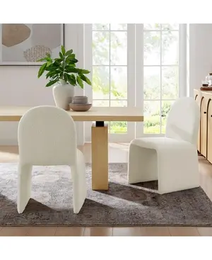MODWAY Junia Boucle Upholstered Arch Armless Dining Chair - Cream