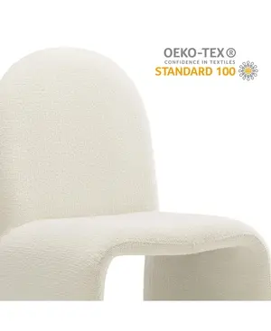 MODWAY Junia Boucle Upholstered Arch Armless Dining Chair - Cream