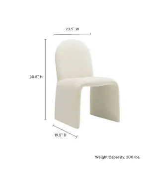 MODWAY Junia Boucle Upholstered Arch Armless Dining Chair - Cream