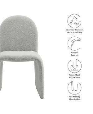 MODWAY Junia Boucle Upholstered Arch Armless Dining Chair