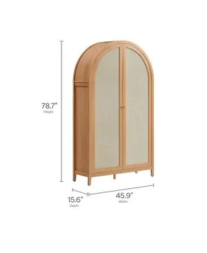 MODWAY Calista 79 Tall Wide Rattan Arched Storage Cabinet - Natural