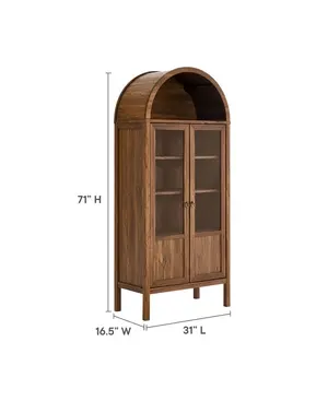 MODWAY Tessa Tall Arched Storage Display Cabinet - Walnut