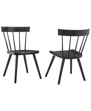 MODWAY Sutter Wood Dining Side Chair, Set Of 2 - Black