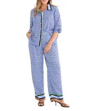 NIC+ZOE Mosaic Trimmed Lenox Wide Leg Pants