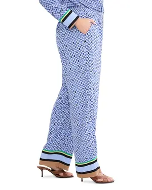 NIC+ZOE Mosaic Trimmed Lenox Wide Leg Pants