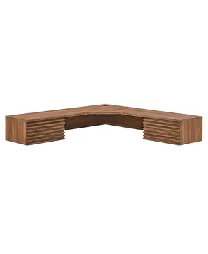 MODWAY Render Wall Mount Corner Office Desk - Walnut