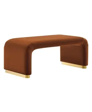 MODWAY Koda Performance Velvet Waterfall Ottoman - Brass Rust