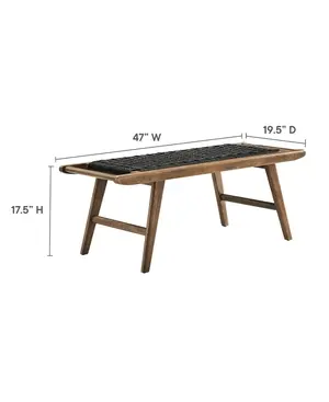 MODWAY Saoirse 47 Wove Rope Wood Bench - Walnut Black