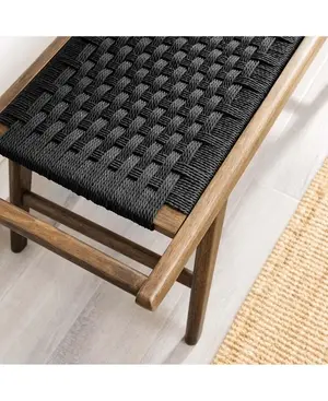 MODWAY Saoirse 47 Wove Rope Wood Bench - Walnut Black