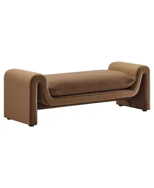 MODWAY Waverly Performance Velvet Bench - Brown
