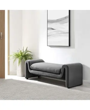MODWAY Waverly Performance Velvet Bench - Gray