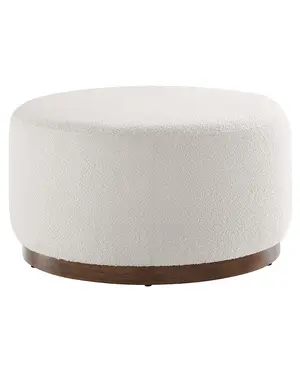 MODWAY Tilden Large 29 Round Boucle Upholstered Ottoman - Cloud Walnut