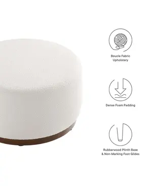 MODWAY Tilden Large 29 Round Boucle Upholstered Ottoman