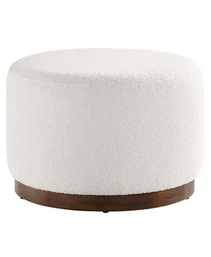 MODWAY Tilden Large 23 Round Boucle Upholstered Ottoman - Cloud Walnut
