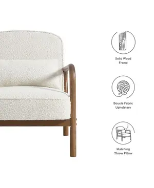 MODWAY Charlie Boucle Upholstered Armchair - Ivory