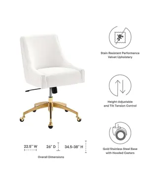 MODWAY Discern Performance Velvet Office Chair - White