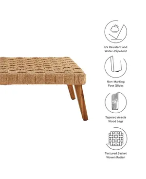 MODWAY Thames Outdoor Patio Wicker Outdoor Patio Rattan Coffee Table