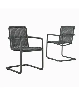MODWAY Abacus Outdoor Patio Wicker Dining Chairs, Set Of 2 - Slate
