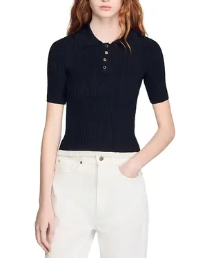 Sandro Knit Polo - Black