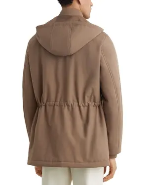 REISS Hooded Zip Through Coat - Light Brown