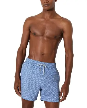 REISS Drawstring Geo Print Swimsuit - Blue