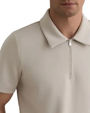 REISS Interlock Half Zip Polo Shirt - Stone