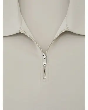 REISS Interlock Half Zip Polo Shirt - Stone