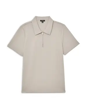 REISS Interlock Half Zip Polo Shirt - Stone