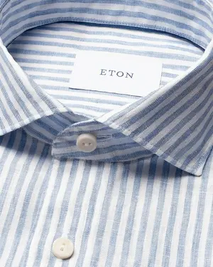 Eton Bengal Stripe Dress Shirt - Light Blue