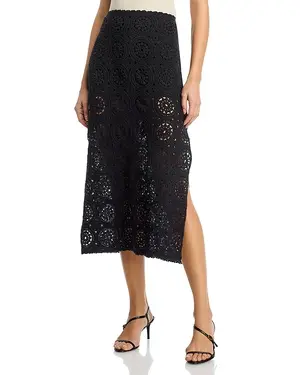 FRAME Crochet Midi Skirt