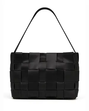 ST. AGNI Mini Woven Leather Tote - Black