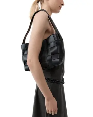 ST. AGNI Mini Woven Leather Tote - Black