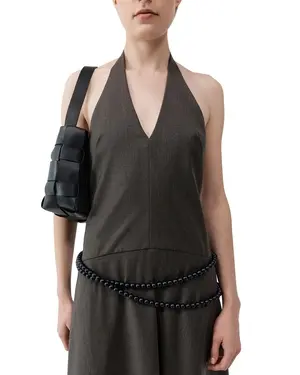 ST. AGNI Mini Woven Leather Tote - Black