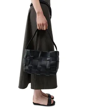 ST. AGNI Mini Woven Leather Tote - Black