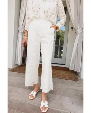 Splendid Eyelet Cropped Pants - White
